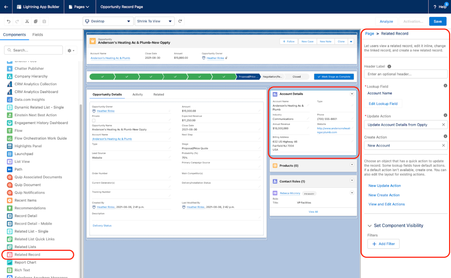 Displaying Account Fields on a Salesforce Opportunity Record Page - The Spot